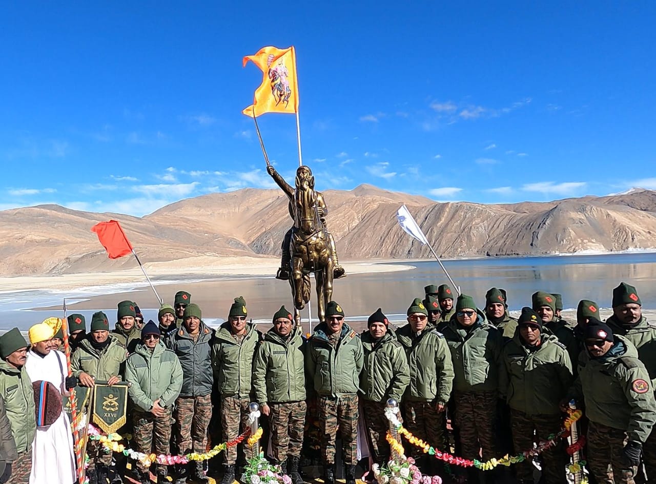 Statue of Chhatrapati Shivaji Maharaj Unveiled at Pangong Tso ...